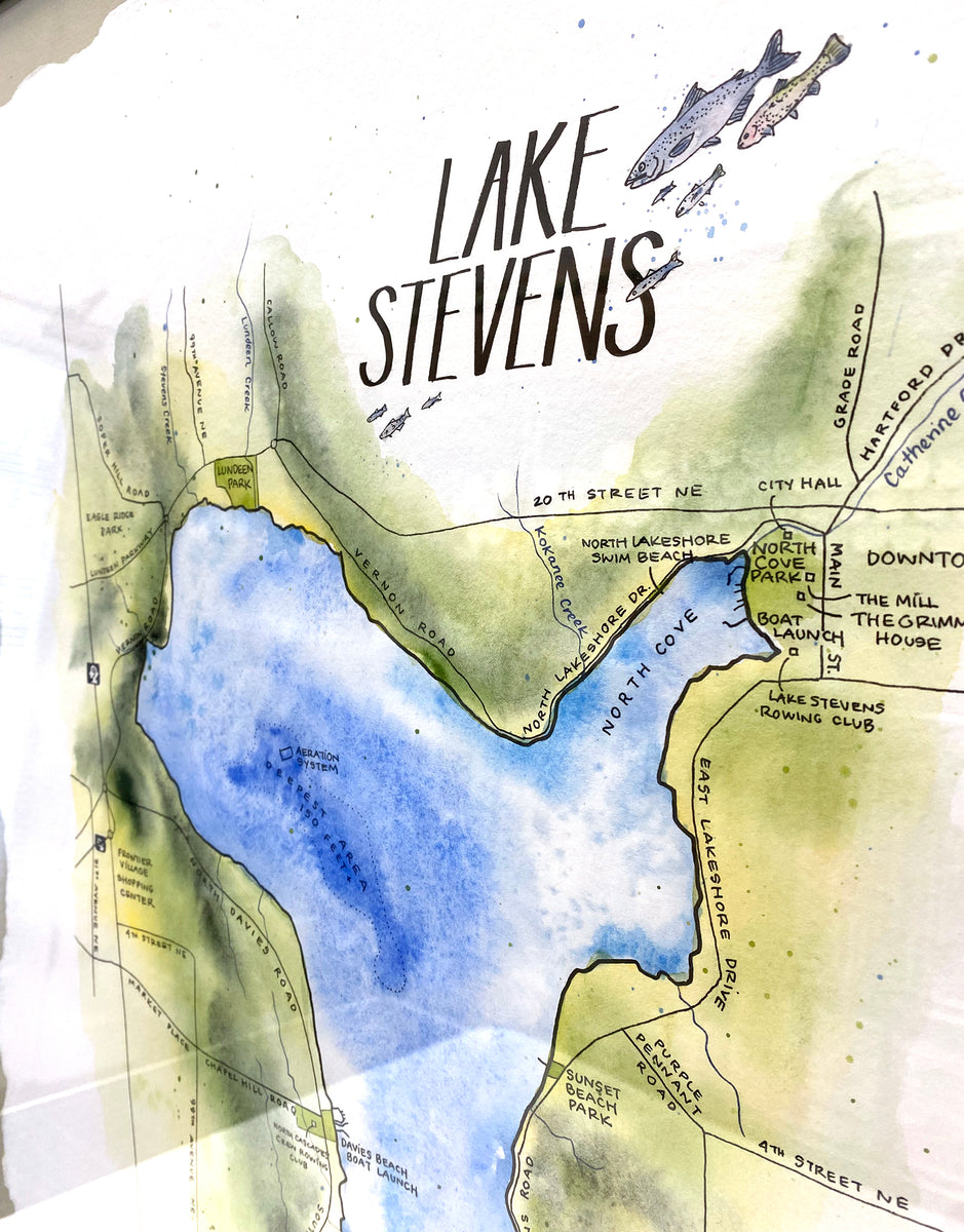 Lake Stevens Map // ORIGINAL – Elizabeth Person Art