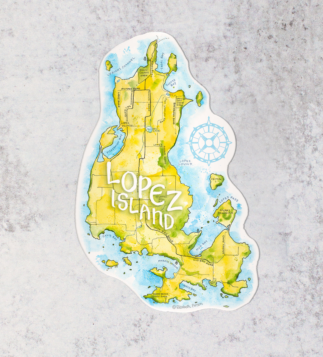 Lopez Island Vinyl Sticker – Elizabeth Person Art