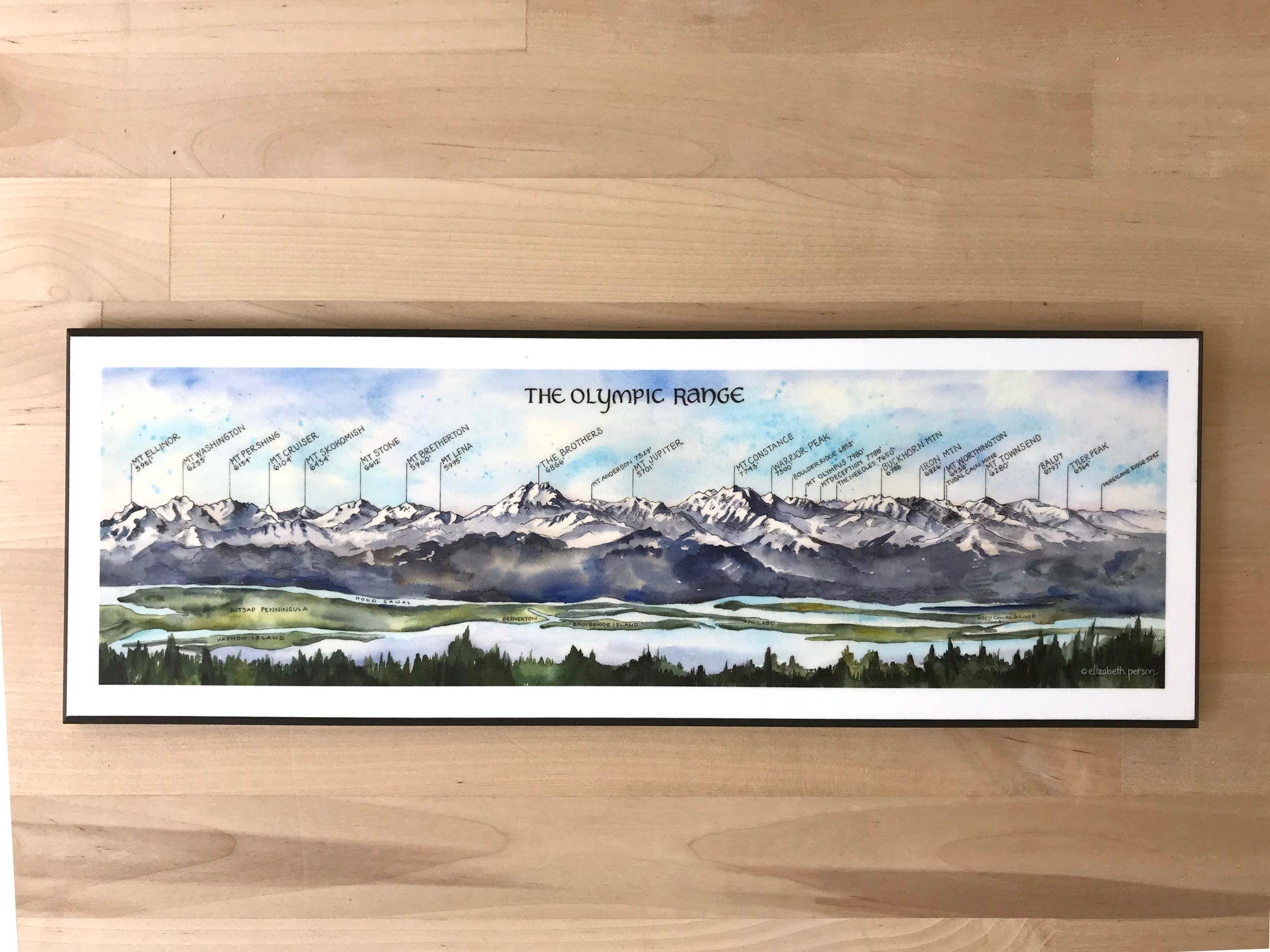 Olympic Mountain Range Drawing Olympic Mountains Over Seattle Panorama