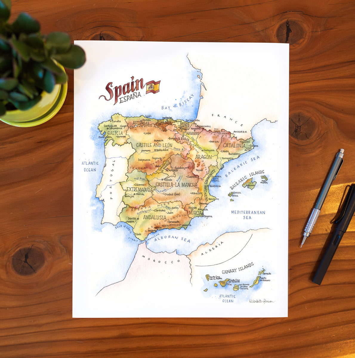 Spain Map Art Print – Elizabeth Person Art