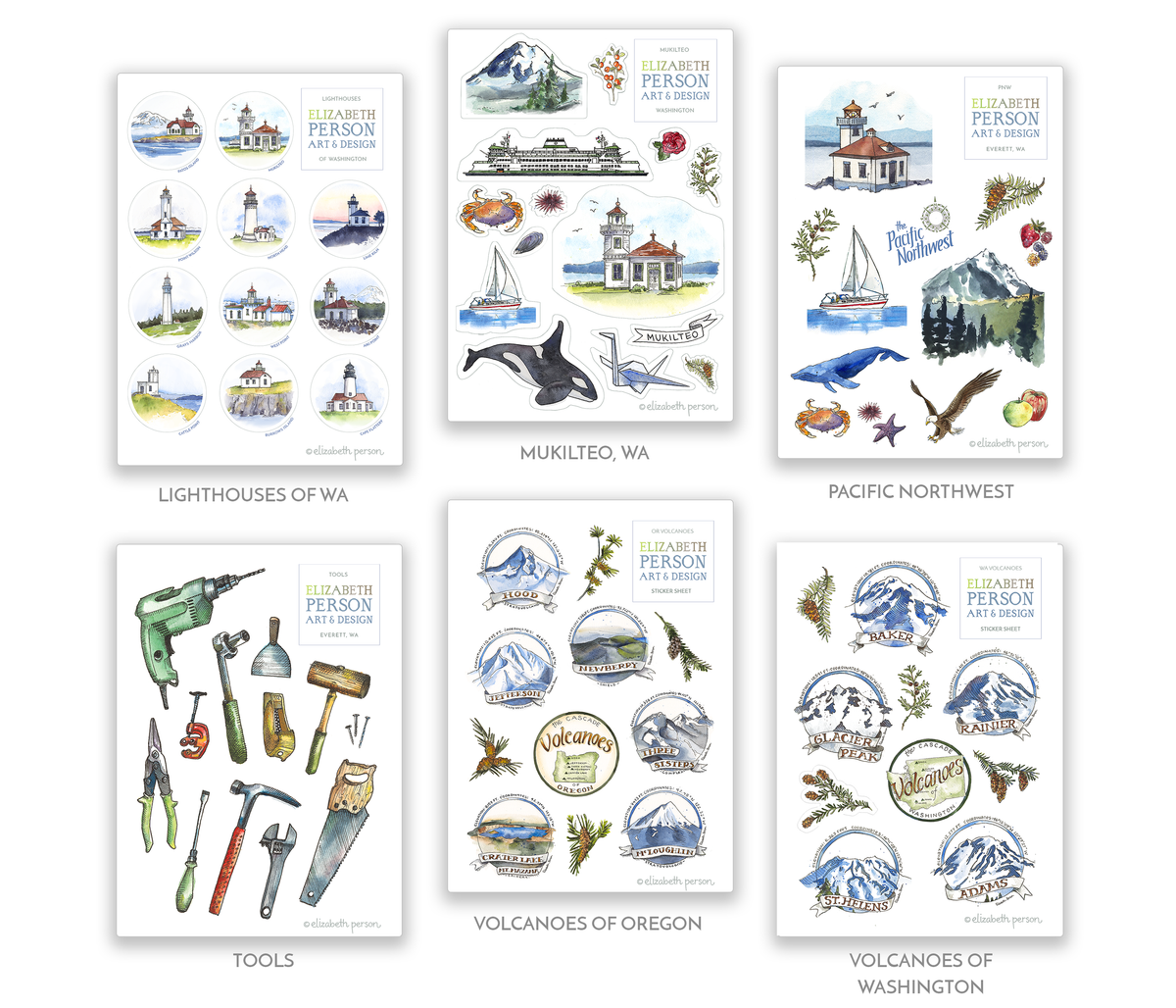 4 Sticker Sheets - Your Choice – Elizabeth Person Art
