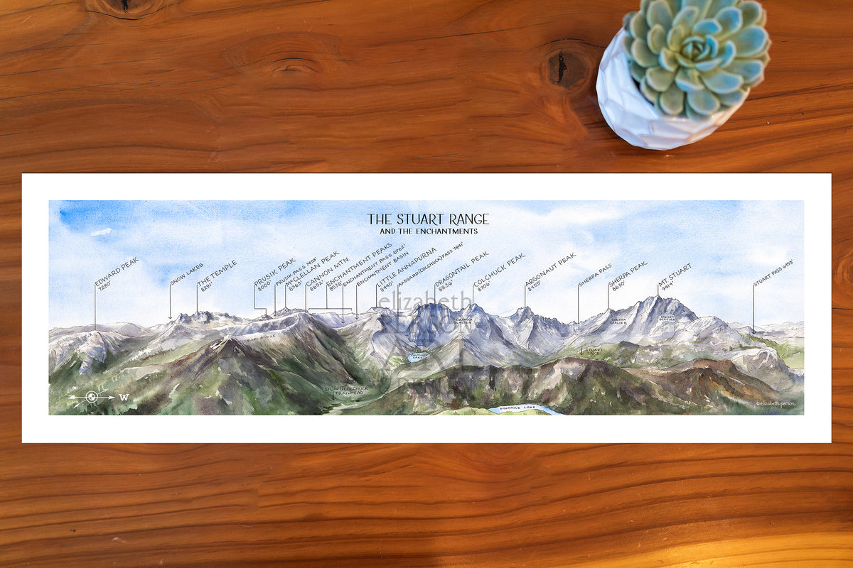 The Stuart Range and the Enchantments Mountains Art Print – Elizabeth ...