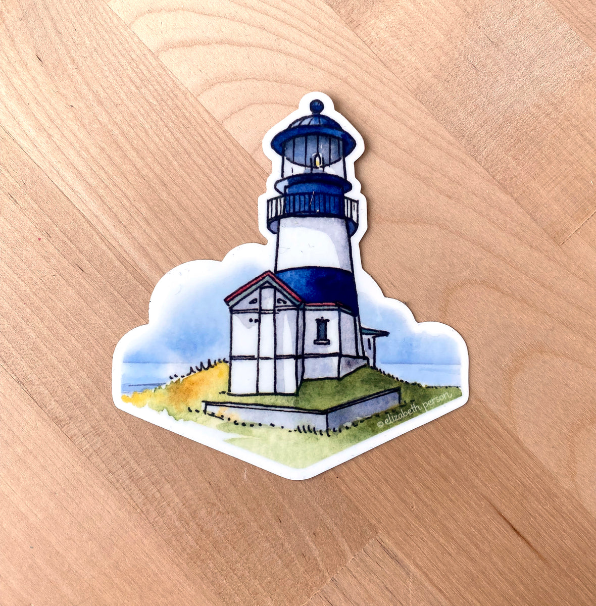 Blue Lighthouse Vinyl Sticker – Elizabeth Person Art