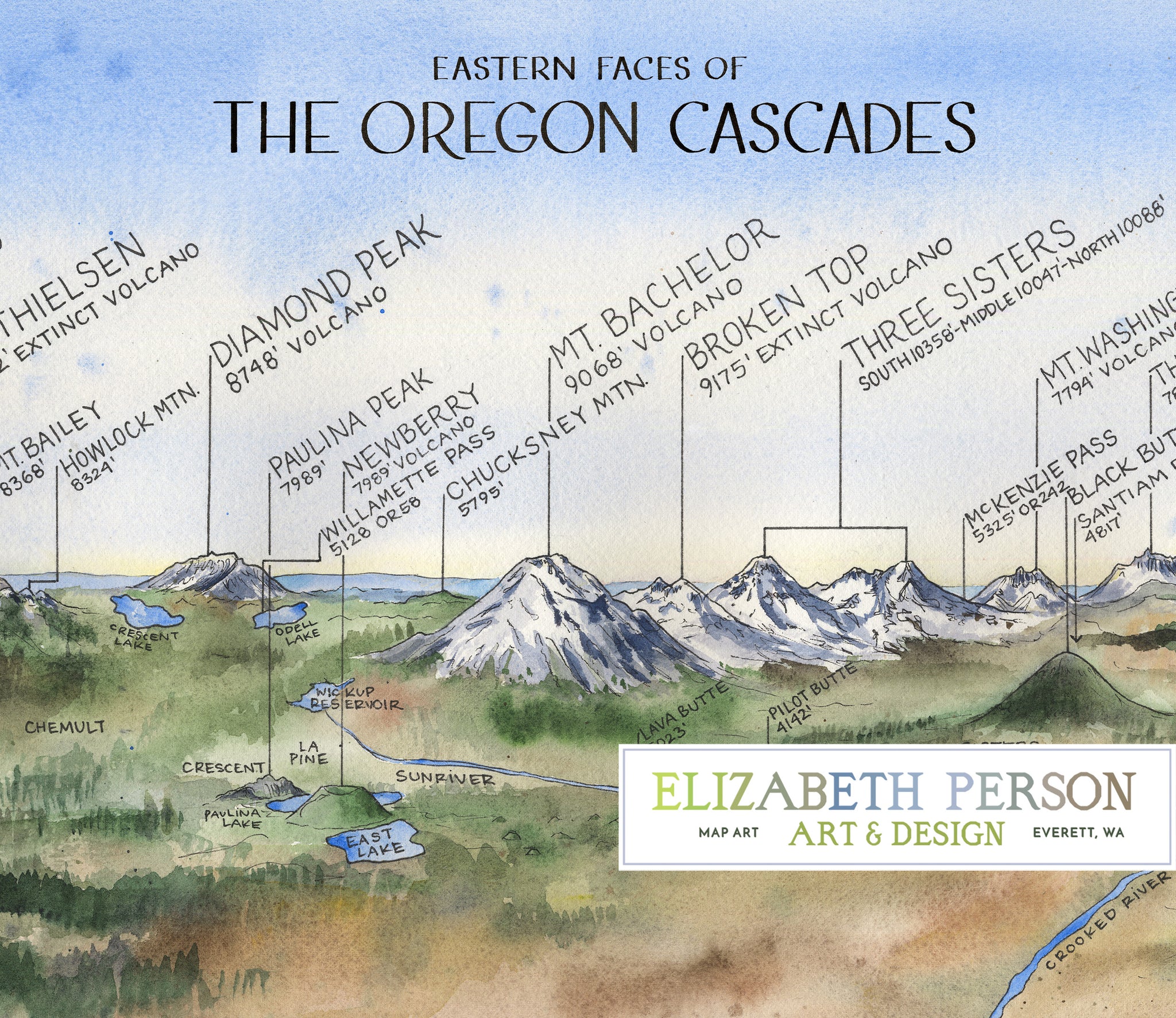 Cascades Range Labeled Names