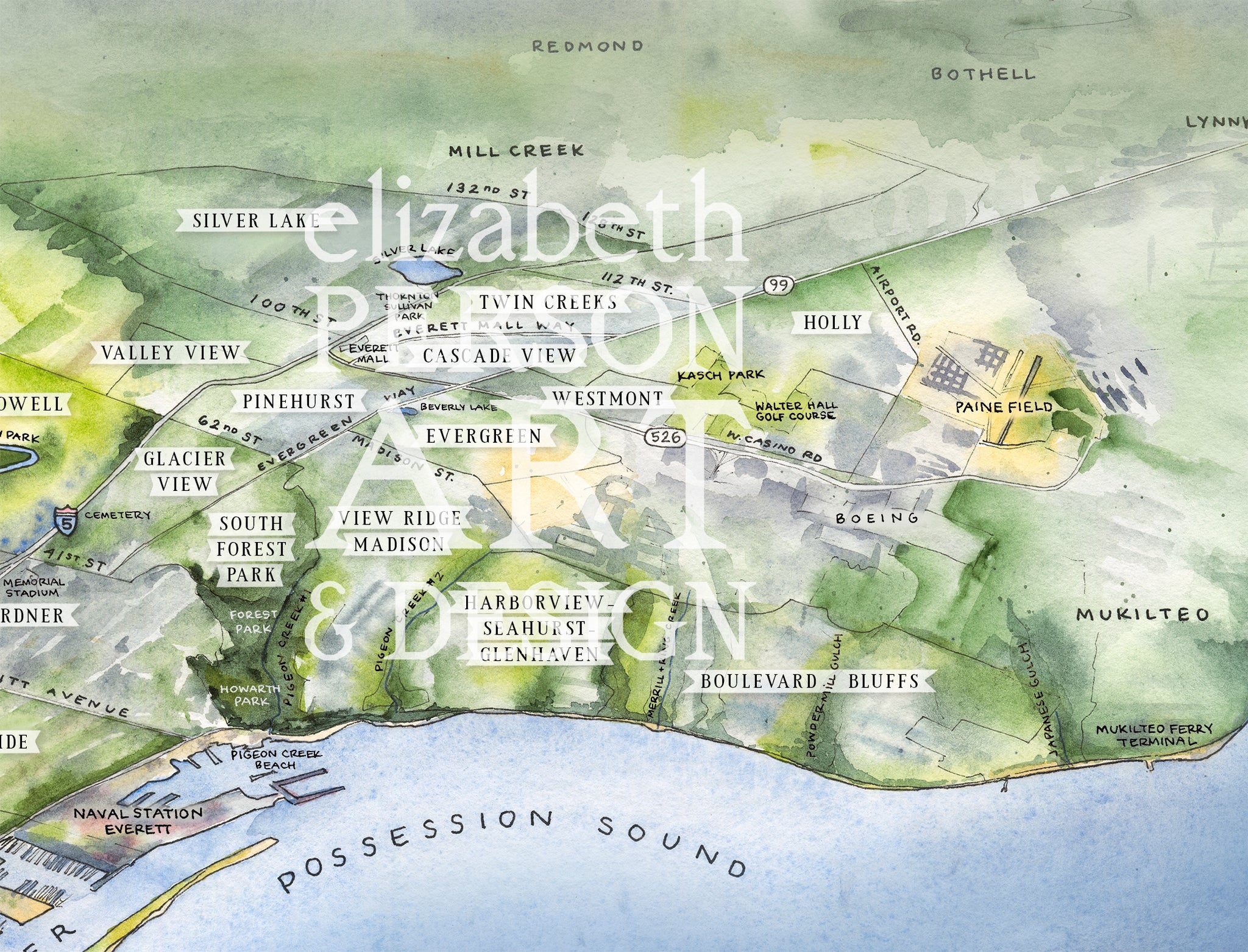 Everett Map – Elizabeth Person Art
