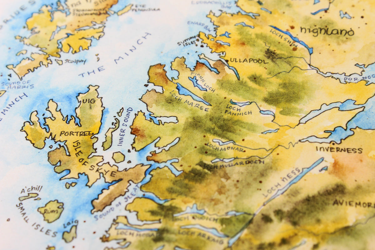 Scotland Map Watercolor – Elizabeth Person Art