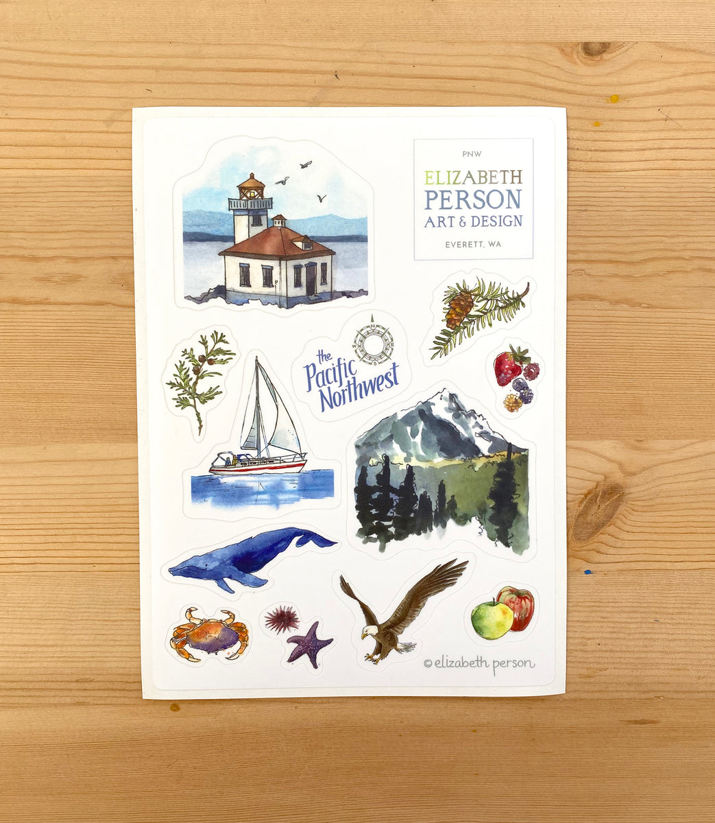 Pacific Northwest Sticker Sheet – Elizabeth Person Art