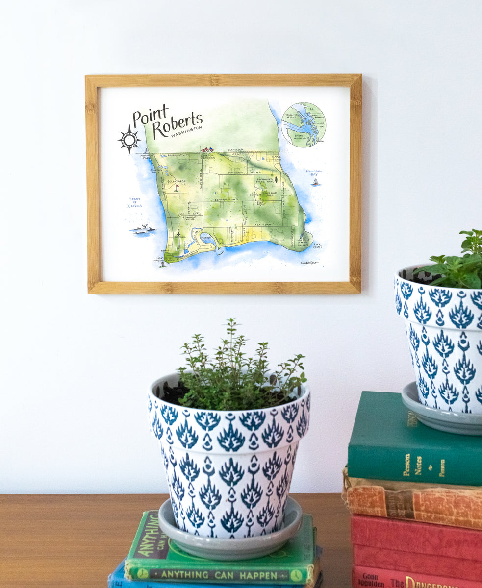 Point Roberts WA Map Art Print – Elizabeth Person Art