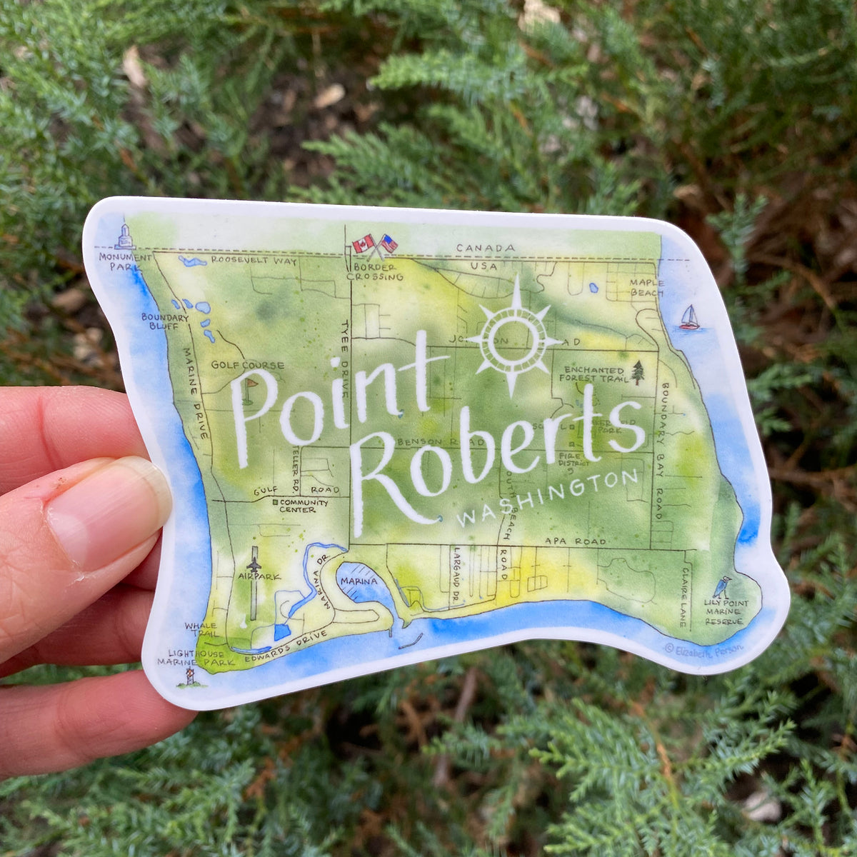 Point Roberts Vinyl Sticker – Elizabeth Person Art