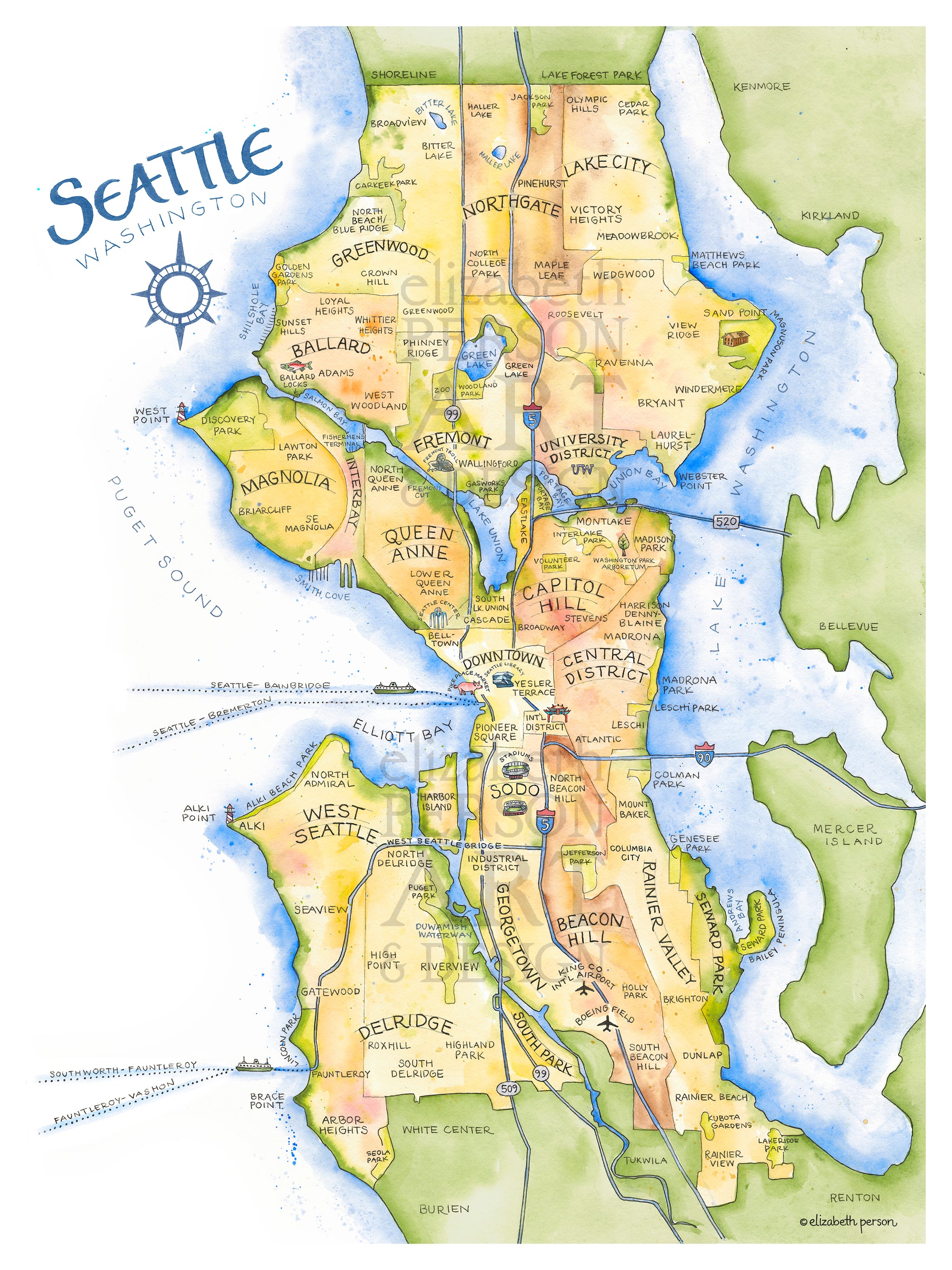 Map Of Islands Around Seattle Seattle].: Geographicus Rare Antique