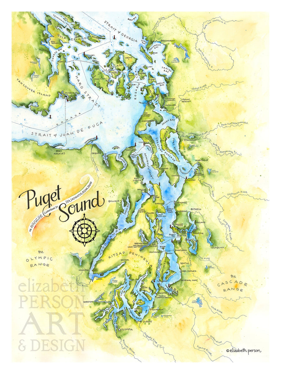 Puget Sound Jumbo Vinyl Map – Elizabeth Person Art