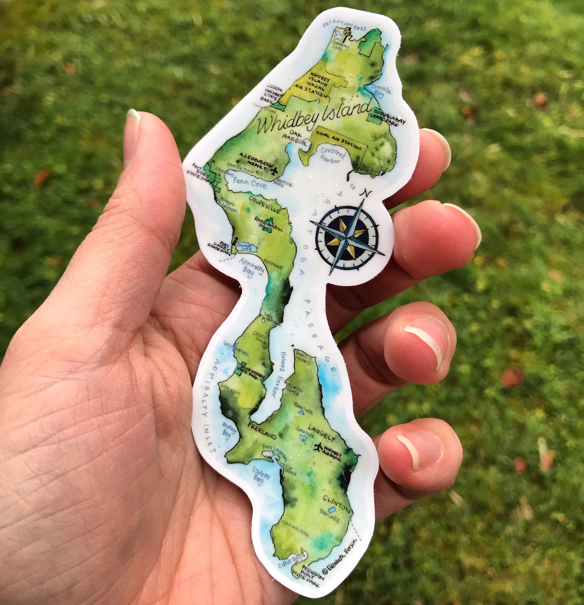 Whidbey Island Vinyl Sticker – Elizabeth Person Art & Design