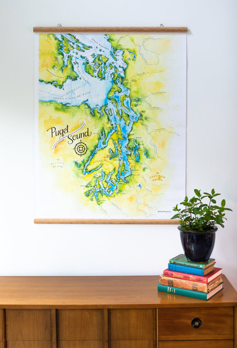 Puget Sound Jumbo Vinyl Map – Elizabeth Person Art