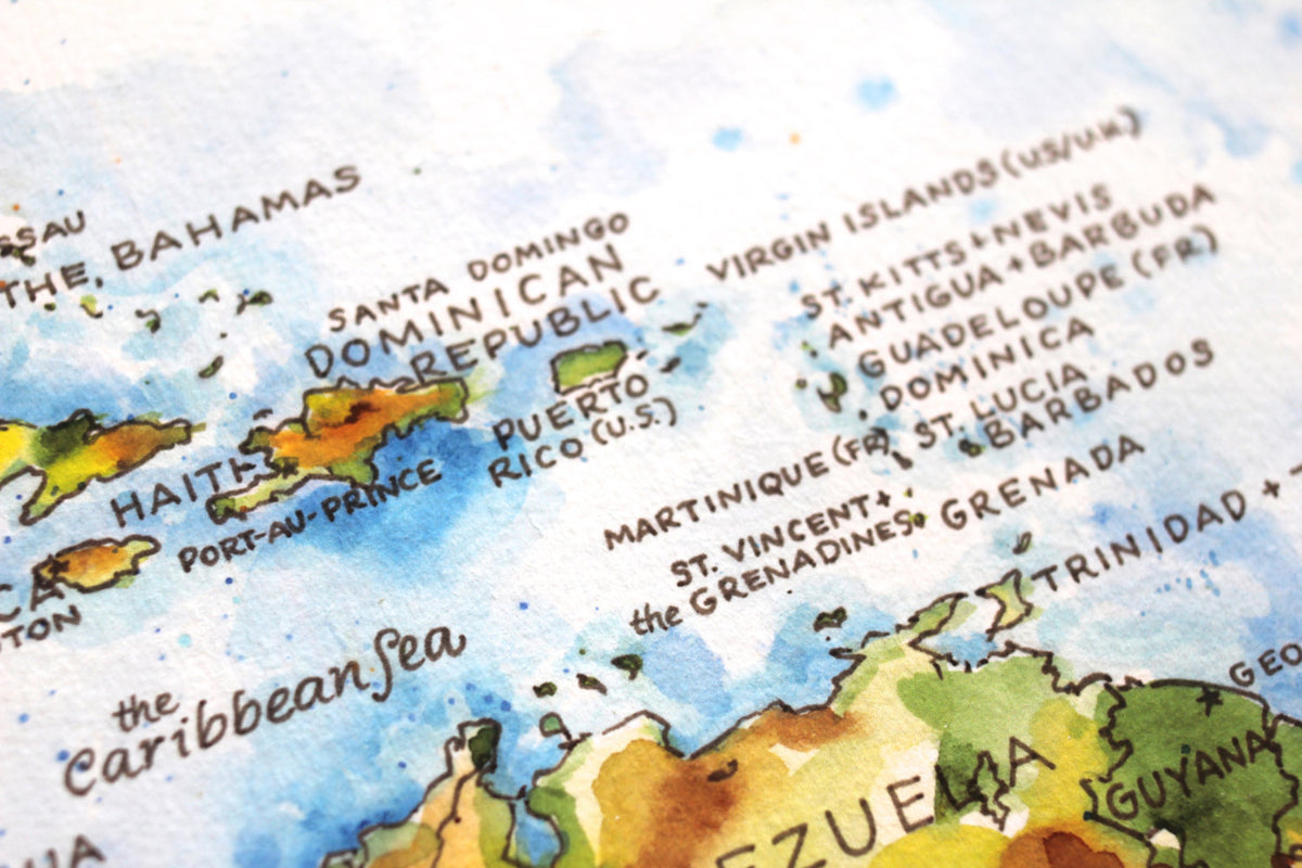 Latin America & the Caribbean Map Art Print – Elizabeth Person Art
